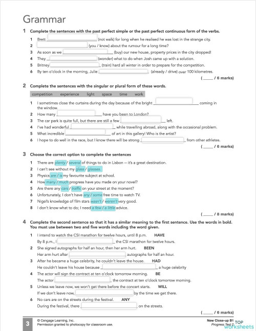 Close-Up B2 Progress Test 2 Grammar Units 3,4. Interactive worksheet ...