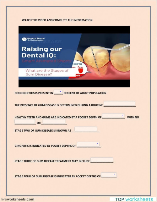 Gum disease. Interactive worksheet | TopWorksheets