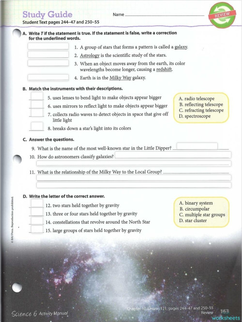 Lesson 121: Study Guide Pg 163-164. Interactive worksheet | TopWorksheets