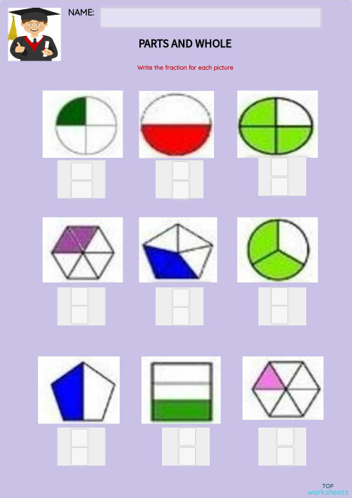 PARTS AND WHOLE OF FRACTION. Interactive worksheet | TopWorksheets