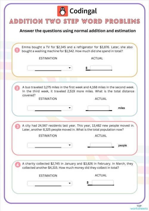 M_G04M04L07_WE02_Word problems on estimation. Interactive worksheet | TopWorksheets