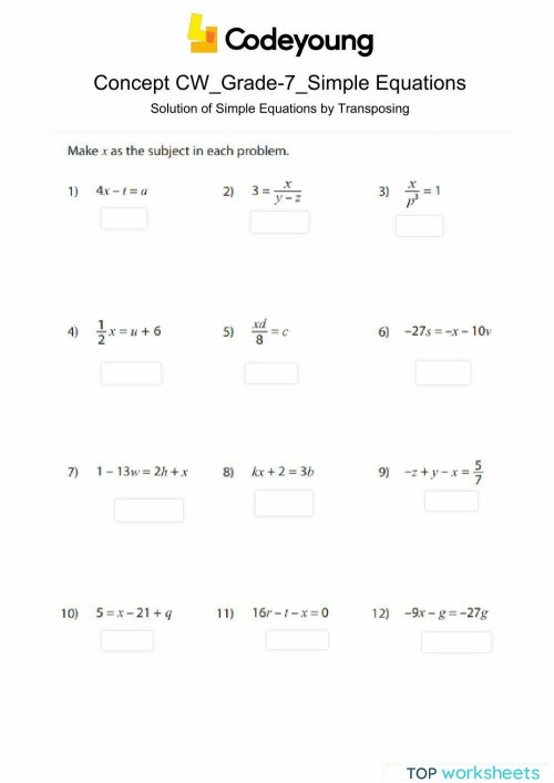 Solution Of Simple Equations By Transposing Concept Cw Interactive