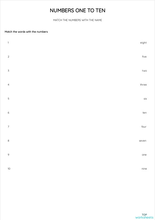 NUMBERS ONE TO TEN. Interactive worksheet | TopWorksheets