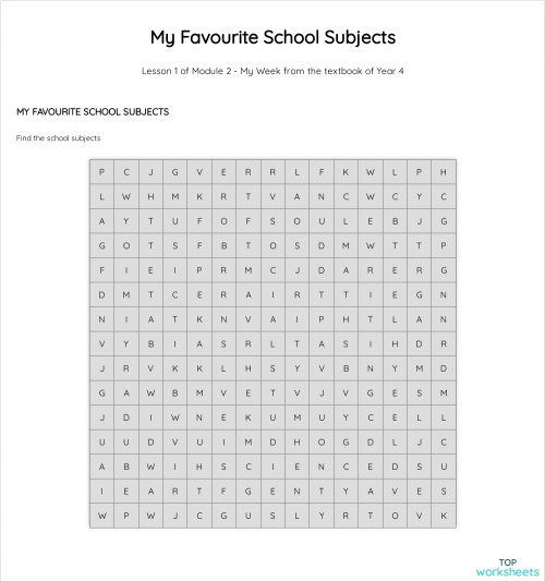 My Favourite School Subjects. Interactive worksheet | TopWorksheets
