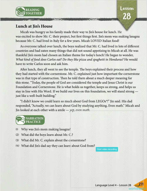 Lesson 28: Pg 271 Reading Together. Interactive worksheet | TopWorksheets