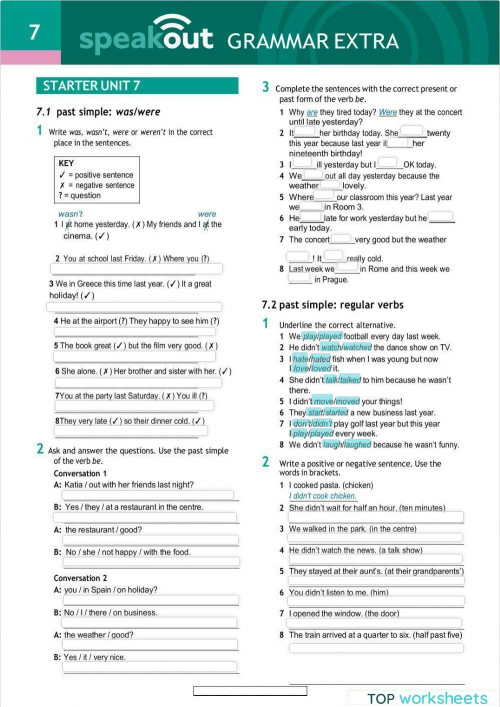 Extra Grammar Unit 7. Interactive worksheet | TopWorksheets