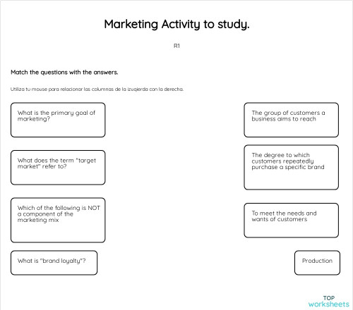 Marketing Activity to study.. Interactive worksheet | TopWorksheets
