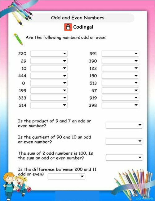 M_G02M01L06_WE01_Odd and Even. Interactive worksheet | TopWorksheets