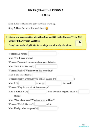 Bổ trợ BASIC - Lesson 2. Bài tập tương tác | TopWorksheets