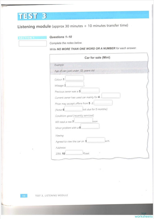 Practice Test Plus 3 - Test 3. Interactive worksheet | TopWorksheets