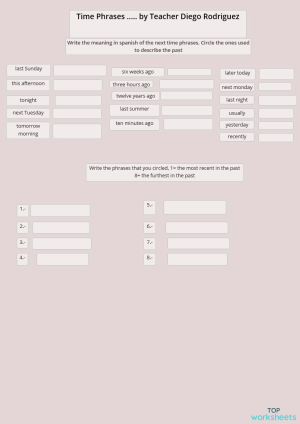Time phrases. Interactive worksheet | TopWorksheets
