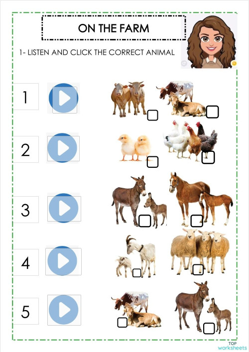 ANIMALS ON THE FARM. Interactive worksheet | TopWorksheets