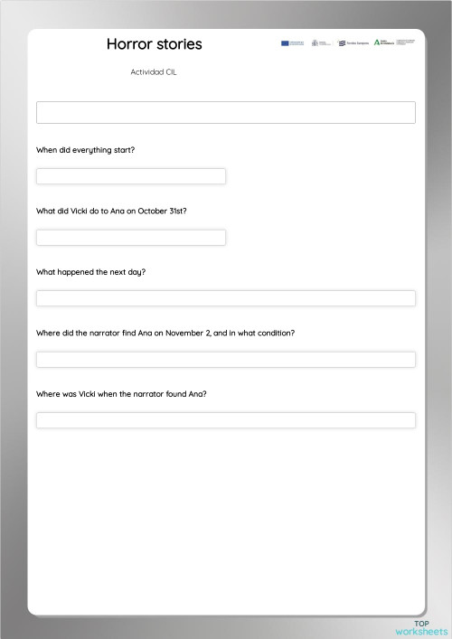 Horror stories. Interactive worksheet | TopWorksheets