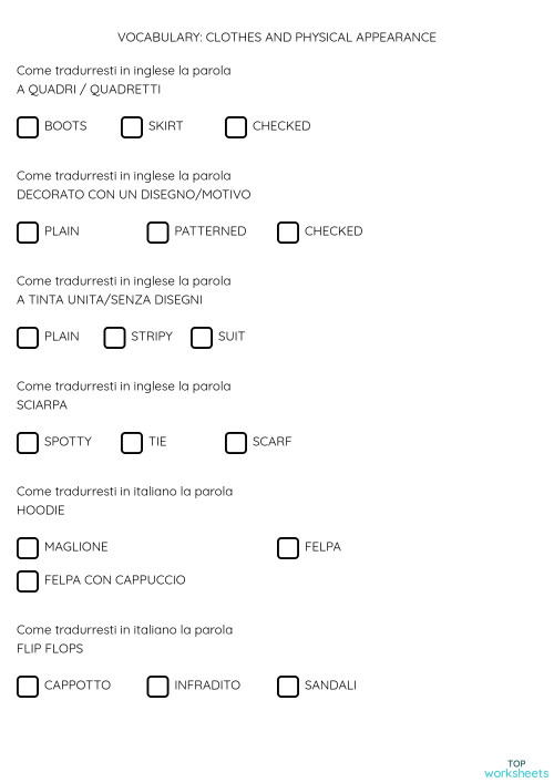 VOCABULARY: CLOTHES AND PHYSICAL APPEARANCE. Interactive worksheet ...