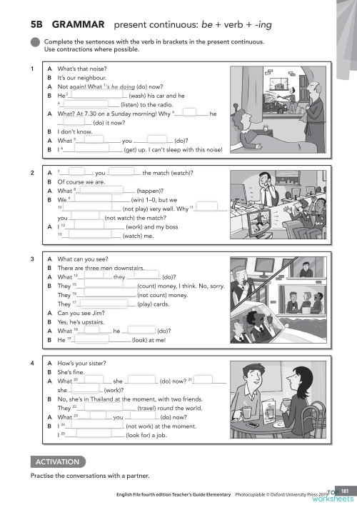 5B present cont elem. Interactive worksheet | TopWorksheets