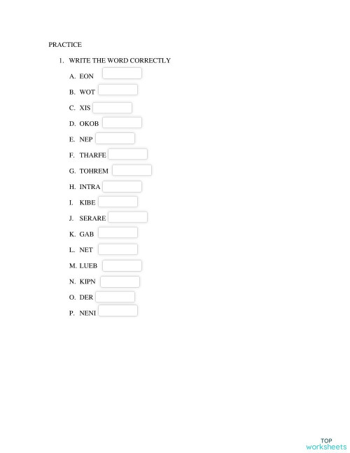 STARTER 1 PRACTICE 4 .... Ficha interactiva | TopWorksheets