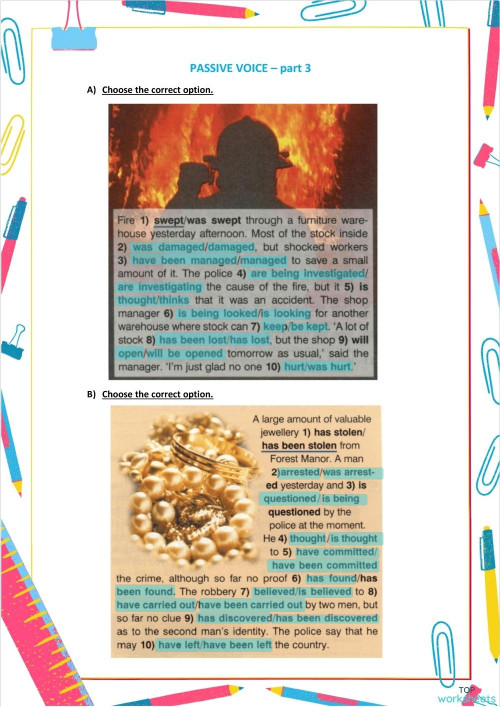 PASSIVE VOICE - practice -part 3. Interactive worksheet | TopWorksheets