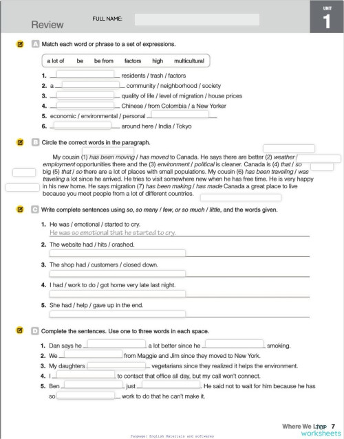 PORTFOLIO -UNIT 1. Interactive worksheet | TopWorksheets