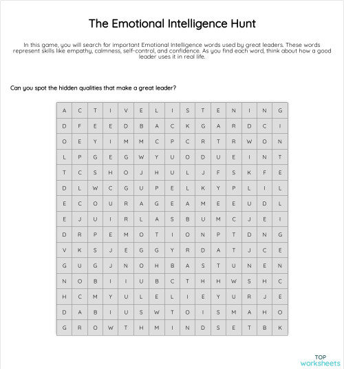 The Emotional Intelligence Hunt. Interactive worksheet | TopWorksheets