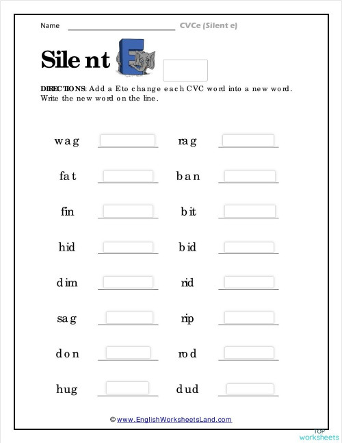 Silent E Practice. Interactive worksheet | TopWorksheets