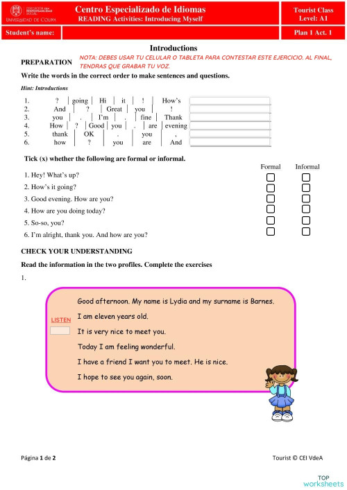 A1-PLAN-1-Act 1. Interactive worksheet | TopWorksheets