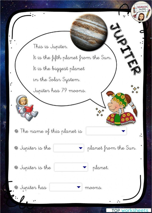 Jupiter reading comprehension easy. Interactive worksheet | TopWorksheets