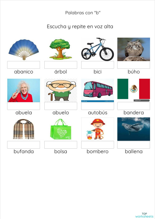 Palabras con "b". Ficha interactiva | TopWorksheets