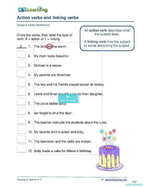 Linking verbs. Interactive worksheet | TopWorksheets