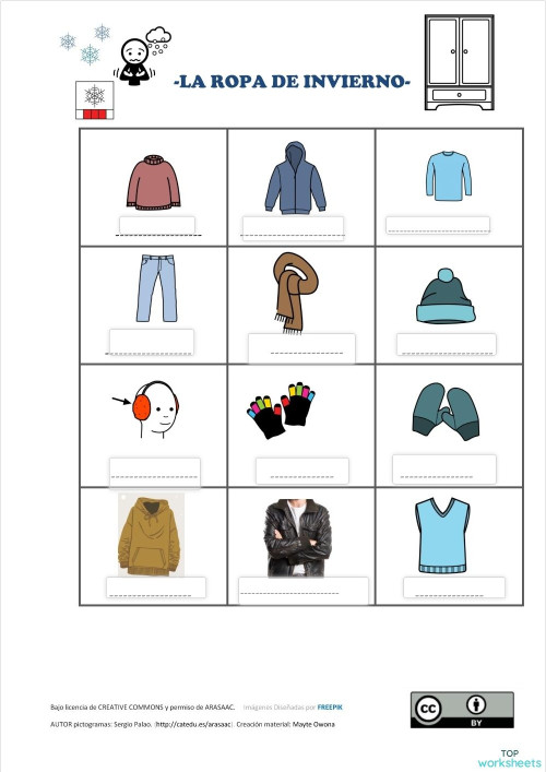 El Invierno - Escribe las palabras del vocabulario trabajado. Ficha ...