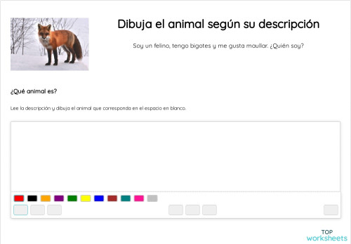 Dibuja el animal según su descripción. Ficha interactiva | TopWorksheets