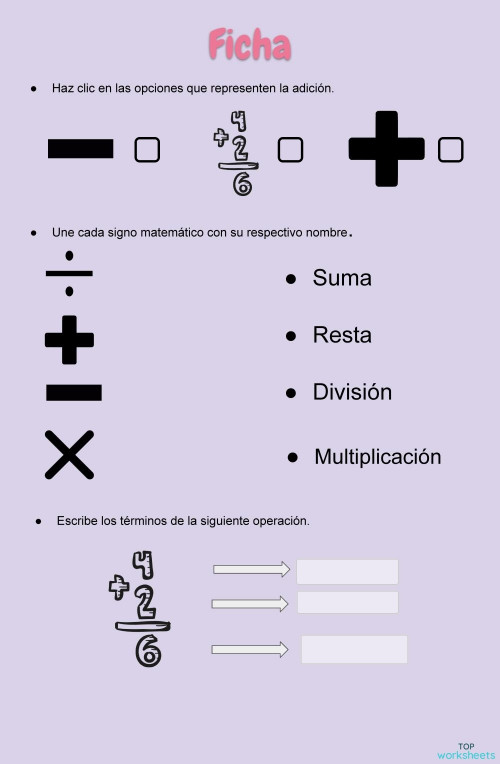 Ficha Topworksheets. Ficha interactiva | TopWorksheets