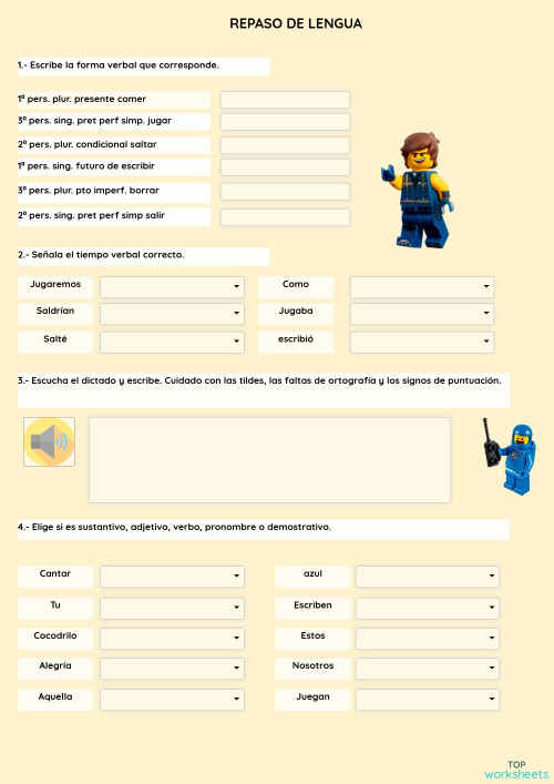 Repaso de Lengua. Ficha interactiva | TopWorksheets