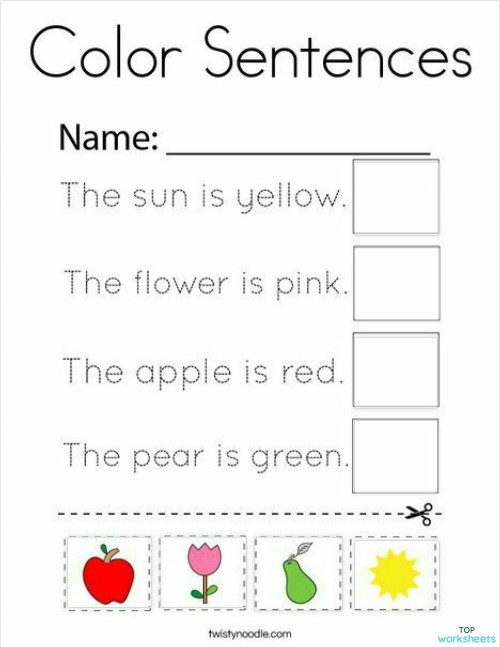 Color Sentences. Interactive worksheet | TopWorksheets