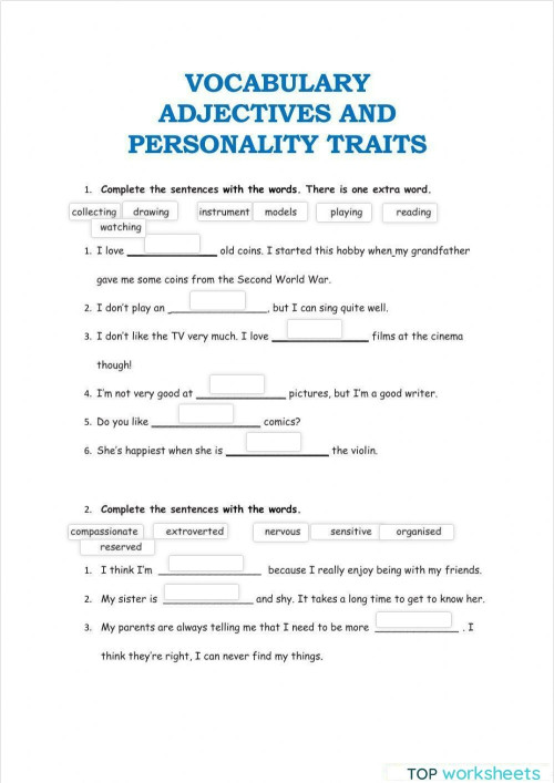 Adjectives and personality. Interactive worksheet | TopWorksheets