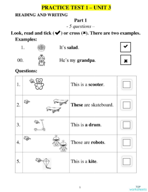 GS1_Pratice Test 1_Unit 3. Interactive worksheet | TopWorksheets