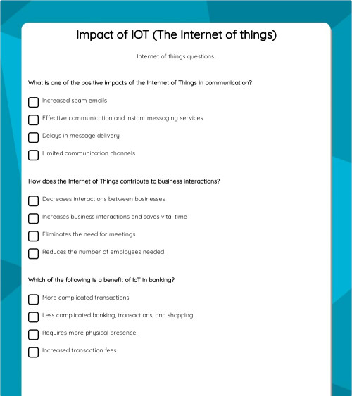 Impact of IOT (The Internet of things). Interactive worksheet | TopWorksheets
