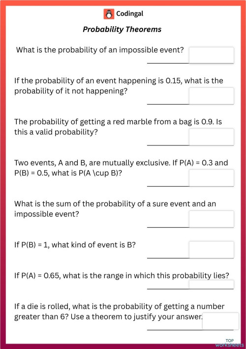 Probability: interactive worksheets and online exercises | TopWorksheets