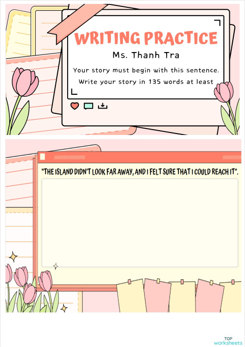 STORY 1 - WRITING B1. Interactive worksheet | TopWorksheets