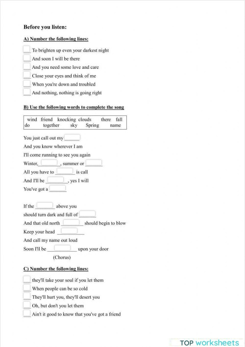 Pre listening activity. Interactive worksheet | TopWorksheets