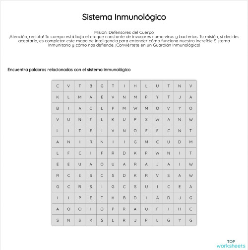 Sistema Inmunológico. Ficha interactiva | TopWorksheets