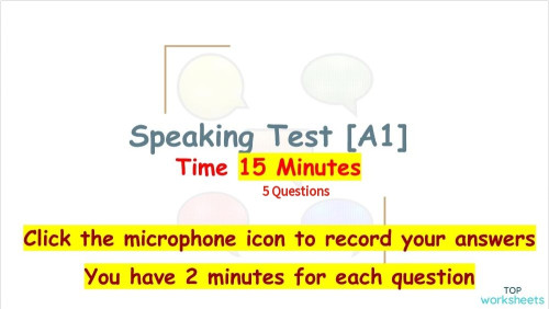 Speaking Test [A1] (Copied). Interactive worksheet | TopWorksheets