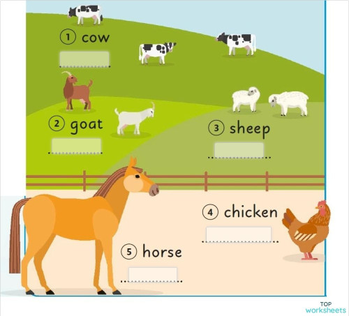 5 words a day farm animals. Interactive worksheet | TopWorksheets