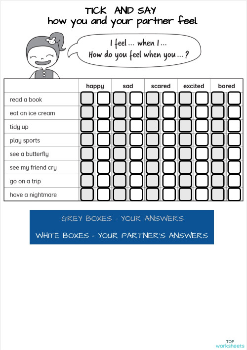 I feel ... when I .... Interactive worksheet | TopWorksheets