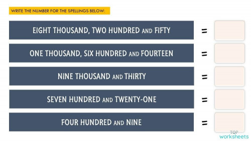Year 2 Math | Reading Numbers (4). Interactive worksheet | TopWorksheets