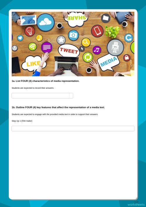 Media Literacy - Unit 1 (Assignment 1). Interactive worksheet ...