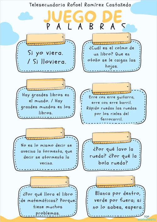 Juego de palabras. Ficha interactiva | TopWorksheets