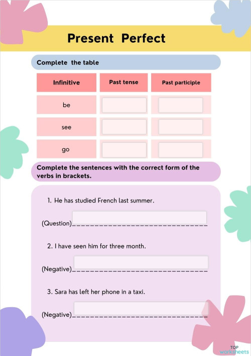 Present Perfect. Interactive worksheet | TopWorksheets
