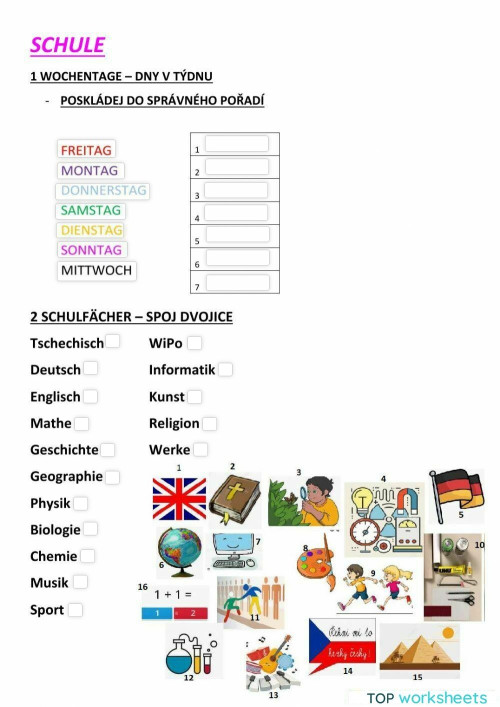 Schule - Stundenplan. Interaktives Arbeitsblatt | TopWorksheets