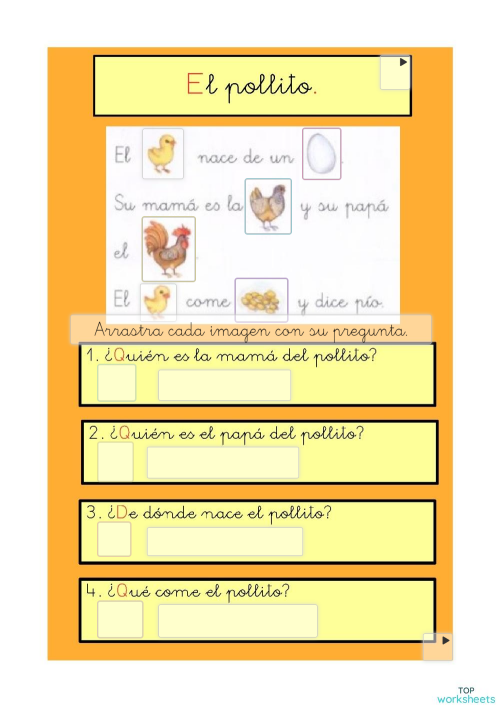 El pollito.. Ficha interactiva | TopWorksheets