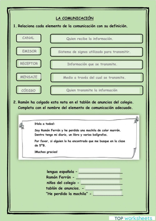 La comunicación. Ficha interactiva | TopWorksheets